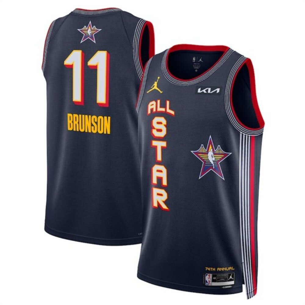 Mens Jalen Brunson Navy 2025 All Star Stitched Jersey - Gem